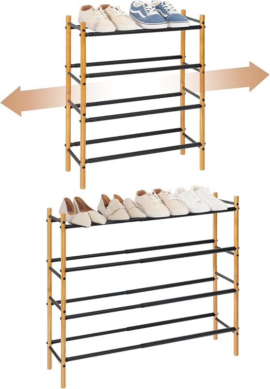 STORAGE MANIAC Expandable Shoe Rack, 8 Pairs Stackable Small Shoe Rack ...