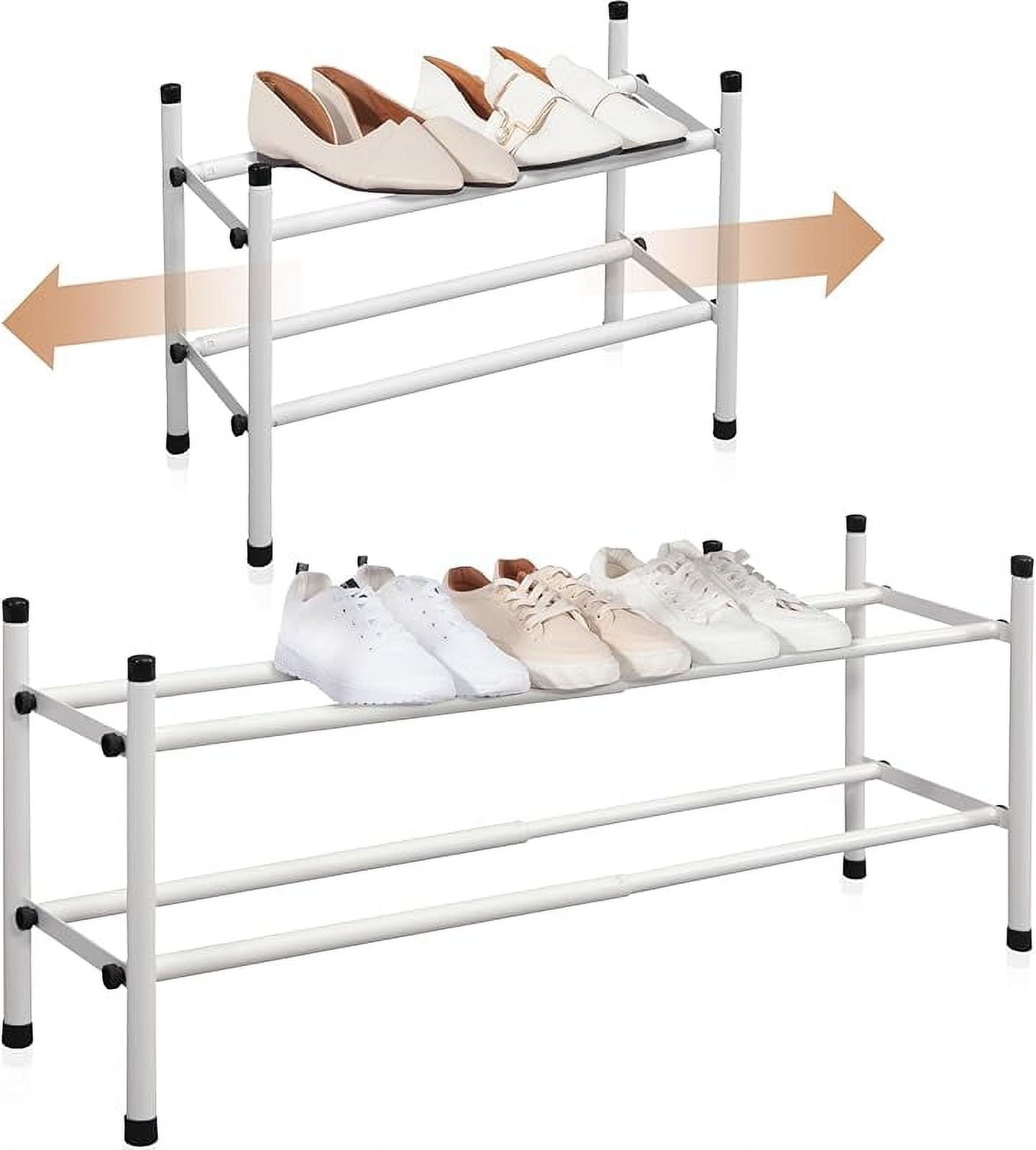 STORAGE MANIAC Expandable Shoe Rack, 8 Pairs Stackable Small Shoe Rack ...