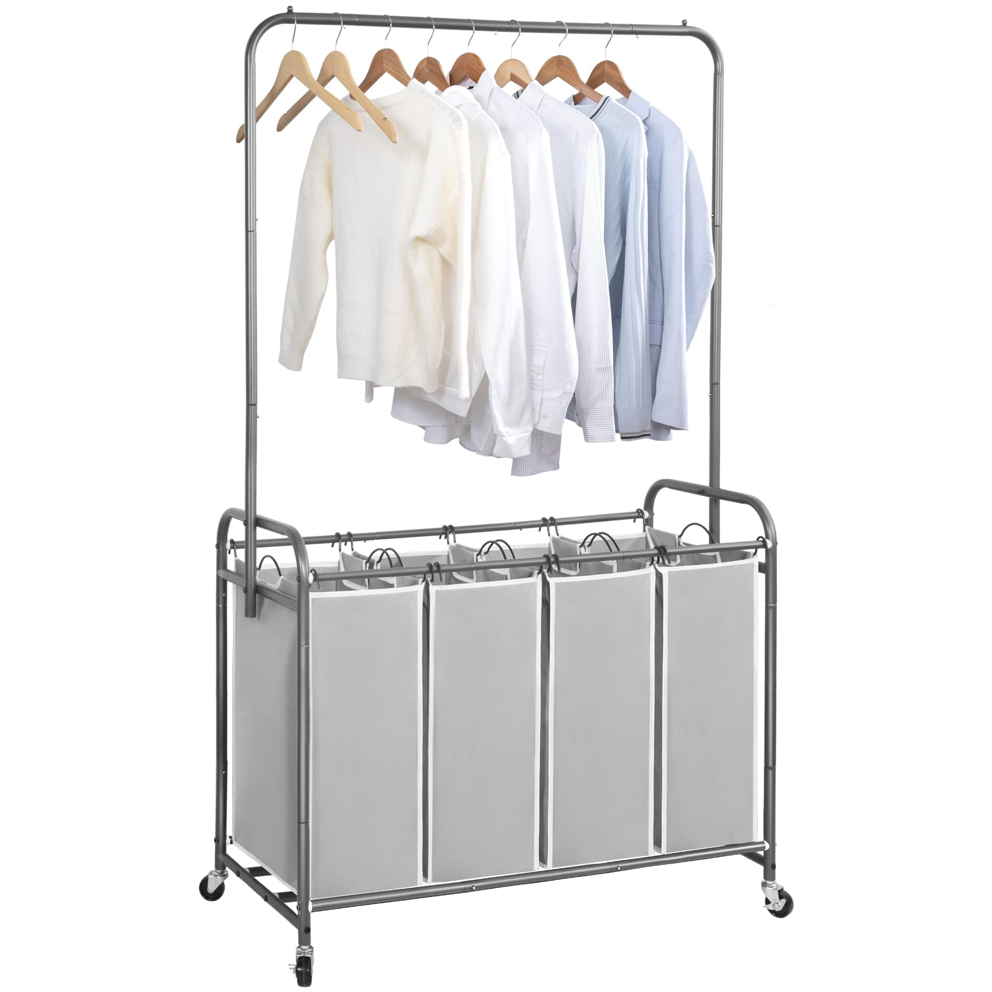 STORAGE MANIAC Laundry Sorter with Hanging Bar, Portable, Laundry ...
