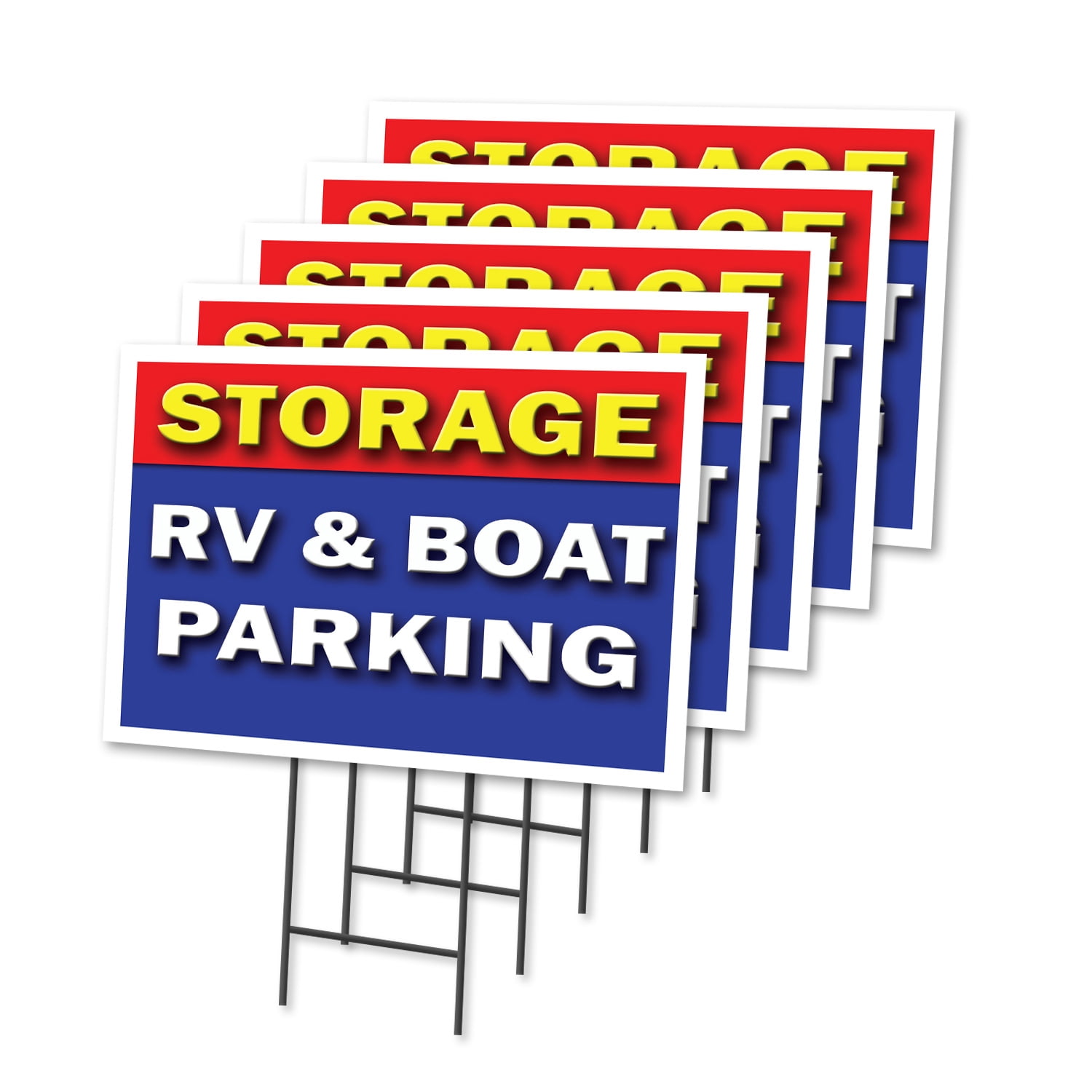 STORAGE RV & BOAT PARKING 5 Pack Of 12" x 16" Yard Sign & Stake ...
