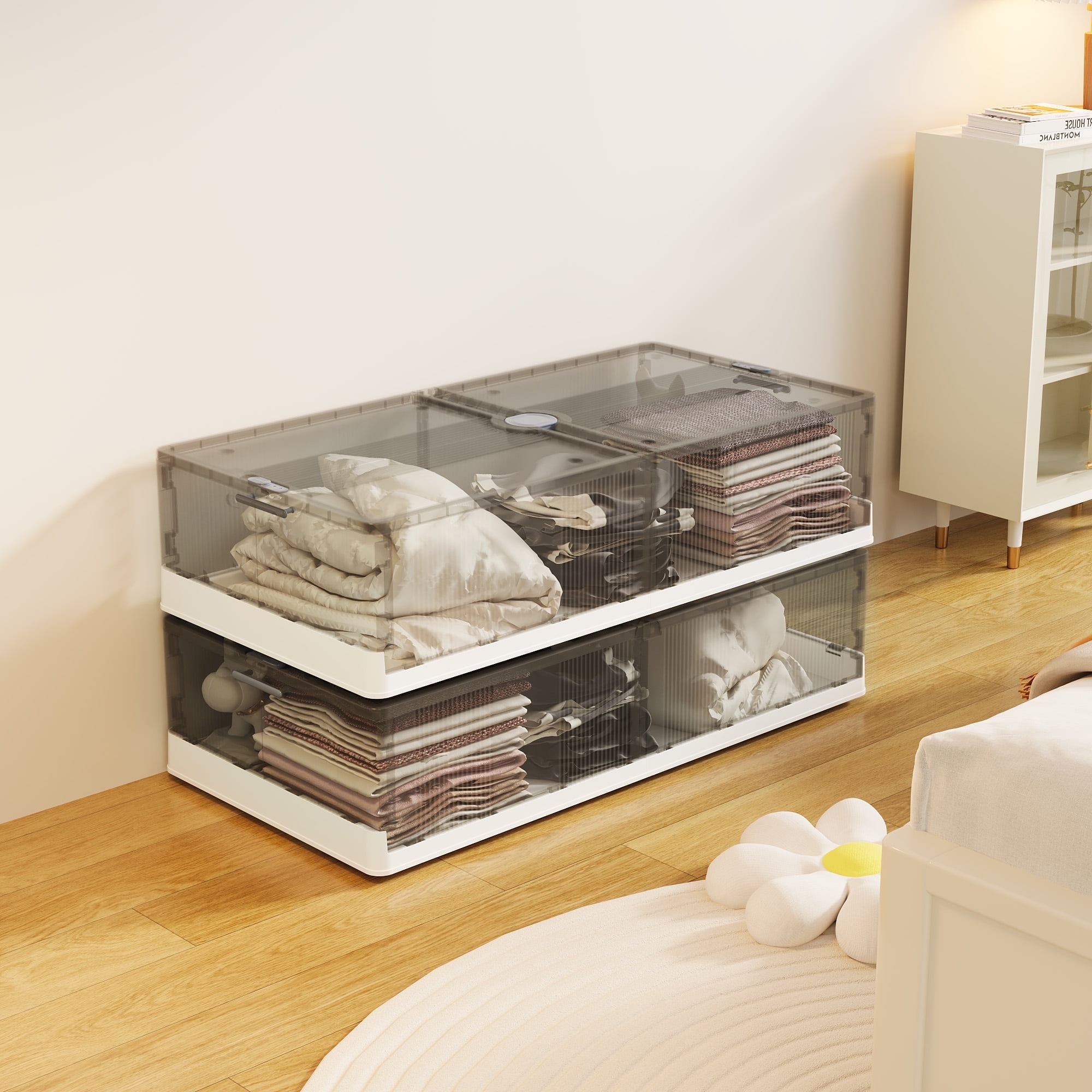 STOREADY Under Bed Storage with Wheels，Collapsible Containers 2 Packs ...