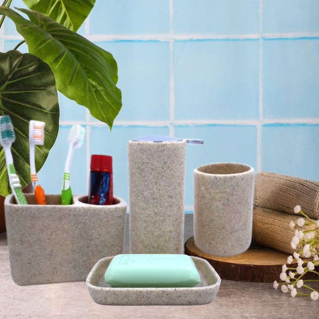 STORIA Ceramic 4 Pcs Bathroom Set Liquid Soap Dispenser Soap Dish ...