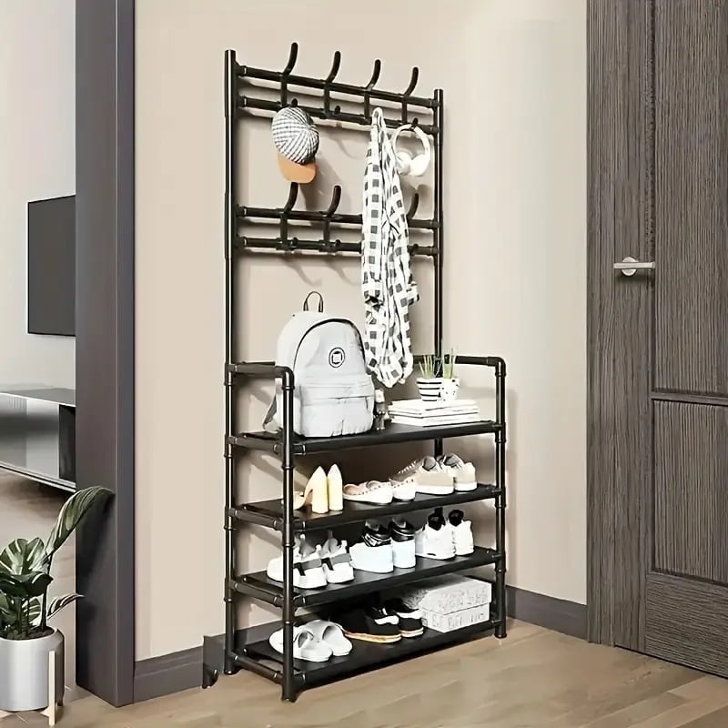 STORVIX 5-tier Multifunctional Metal Coat Rack with 8 Double Hooks ...