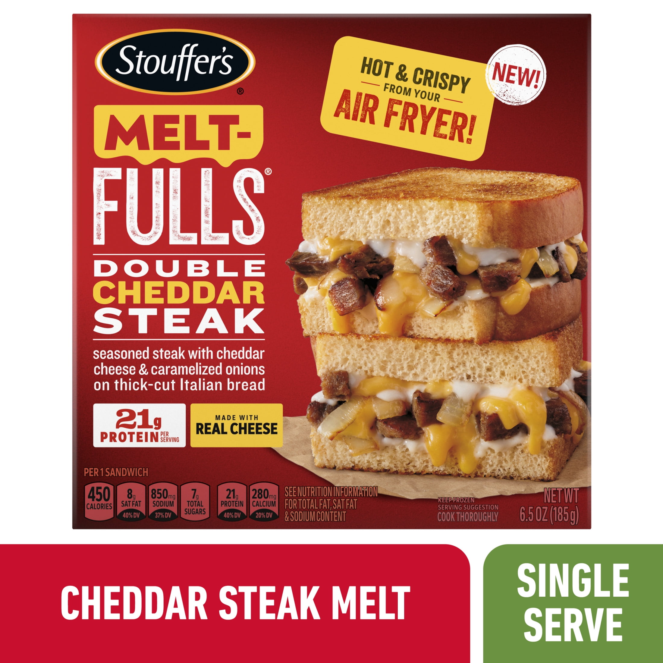 Stouffer’s Melt-FULLS Double Cheddar Steak Frozen Sandwiches, Cheese ...