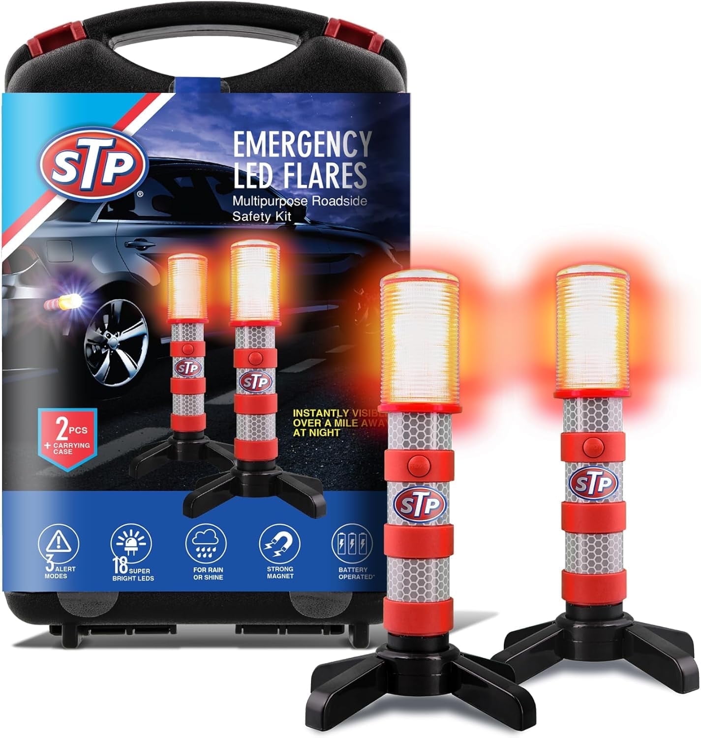 STP LED Road Flares 2pk, Roadside Safety Car Emergency Kit - Walmart.com