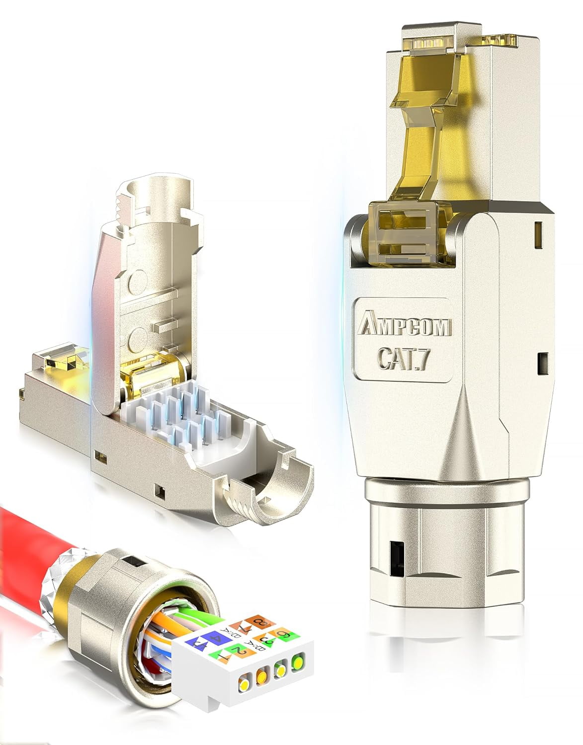 Stp Cat7 Rj45 Connector Zinc-Alloy Tool-Free Ethernet Field Termination ...