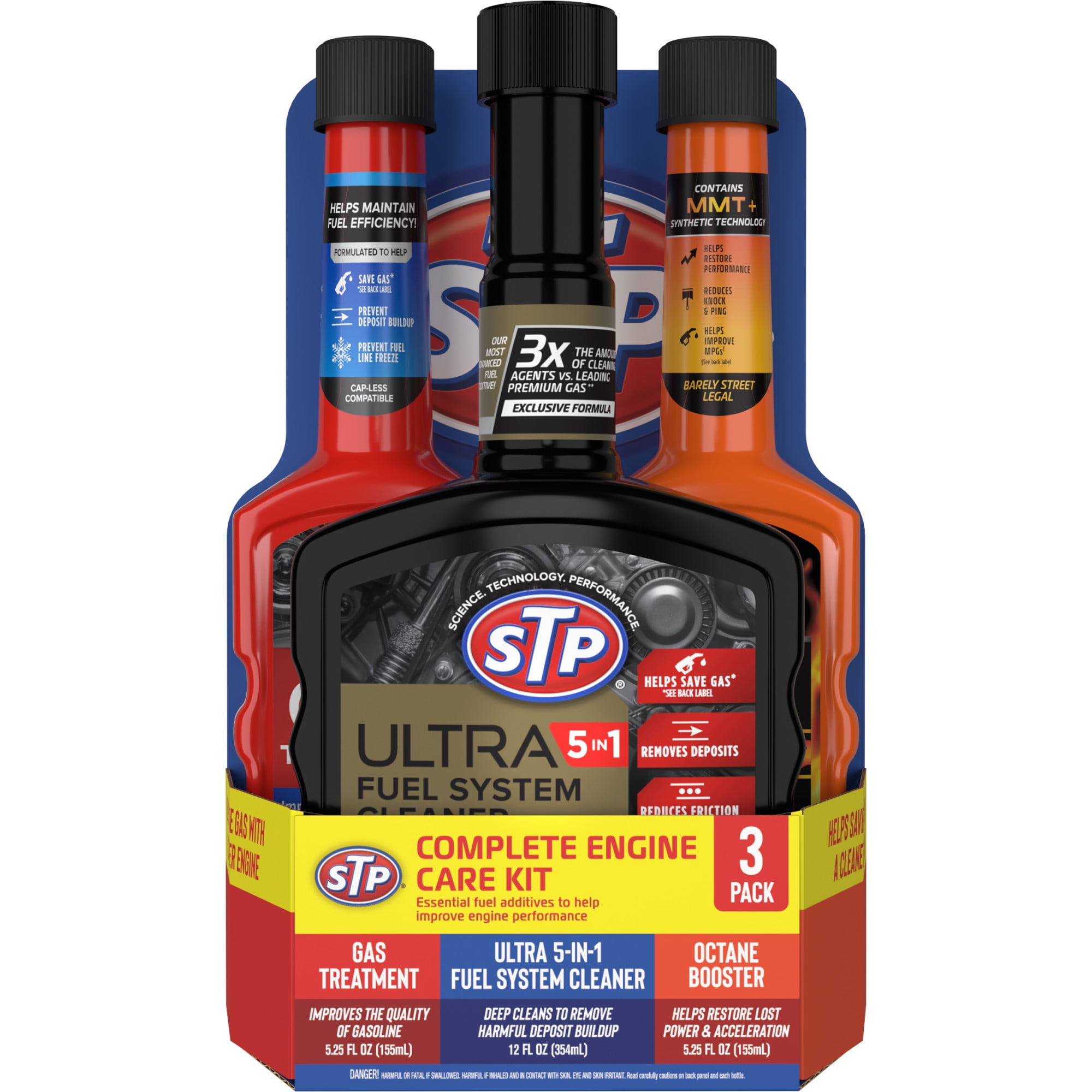 STP 3-Pack Gasoline Engine & Fuel Additives - Fuel System Cleaner, Gas Treatment, Octane Booster ...
