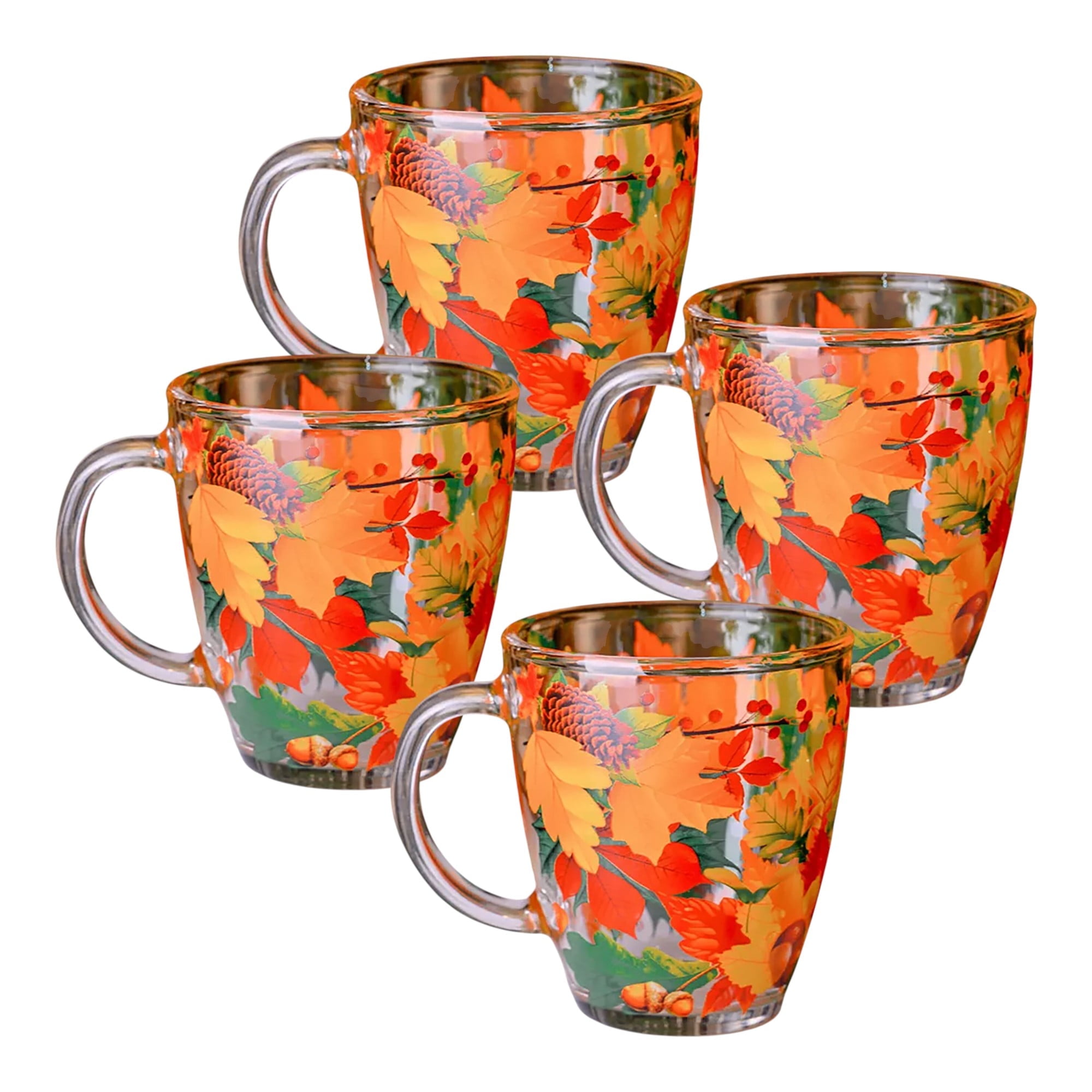 STP GOODS Autumn Waltz Glass Mug Set of 4 pcs 11.8 fl oz (350 ml) Tea ...