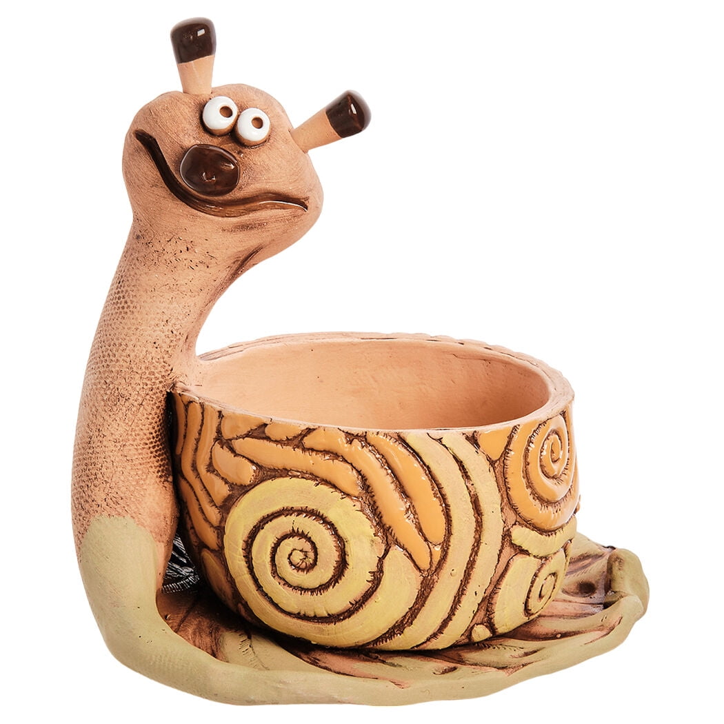 STP GOODS Baby Snail Handmade Ceramic Flower Pot 6.5x7.9" (16.5x20 cm ...