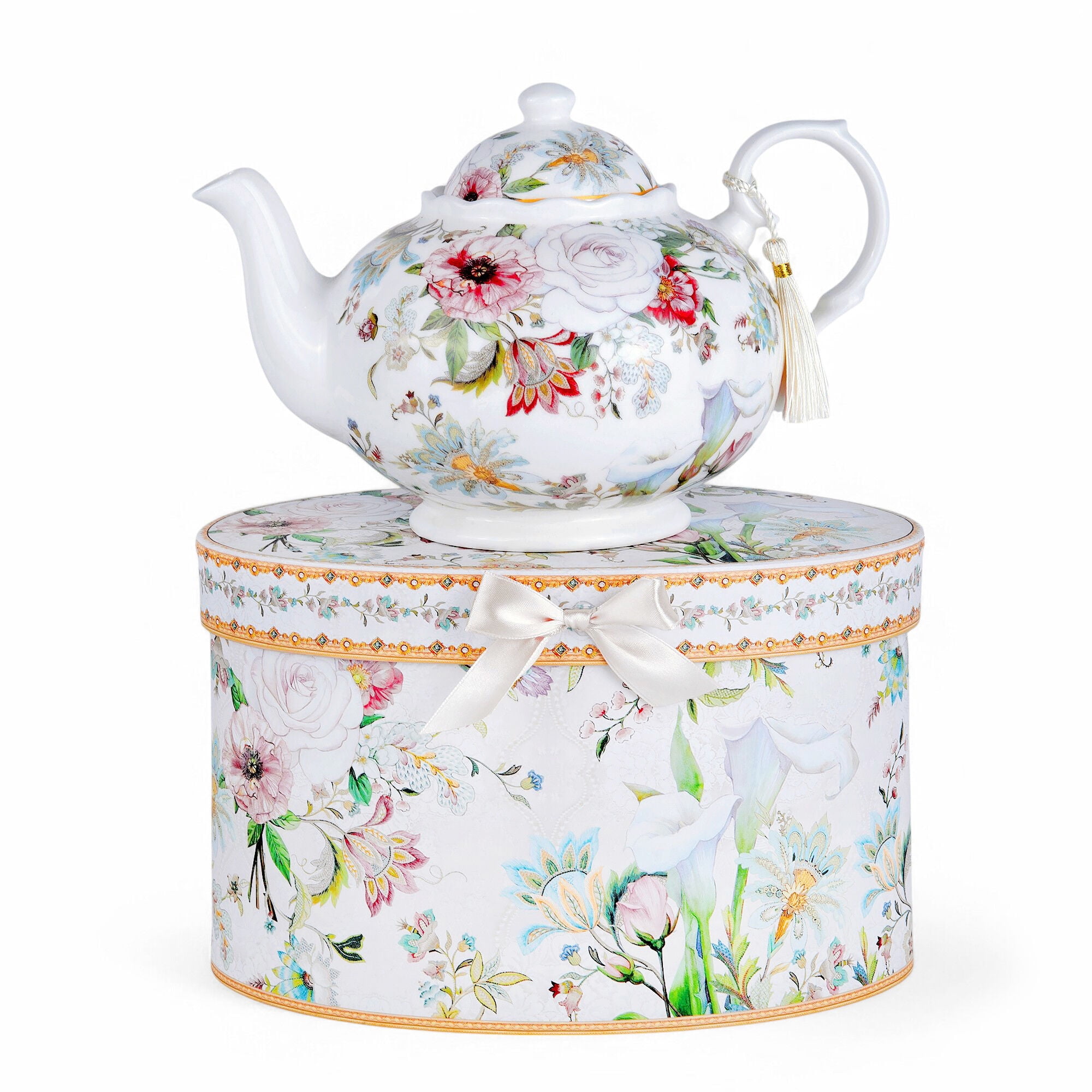 STP GOODS Dream Garden Bone China Teapot in Gift Box 33.8 fl oz (1 L ...