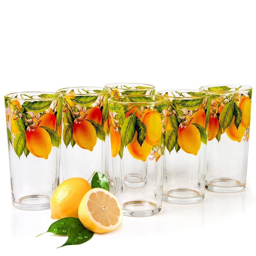 STP GOODS Lemon Decal Tall Glass Set of 6 pcs 7.8 fl oz (230 ml ...