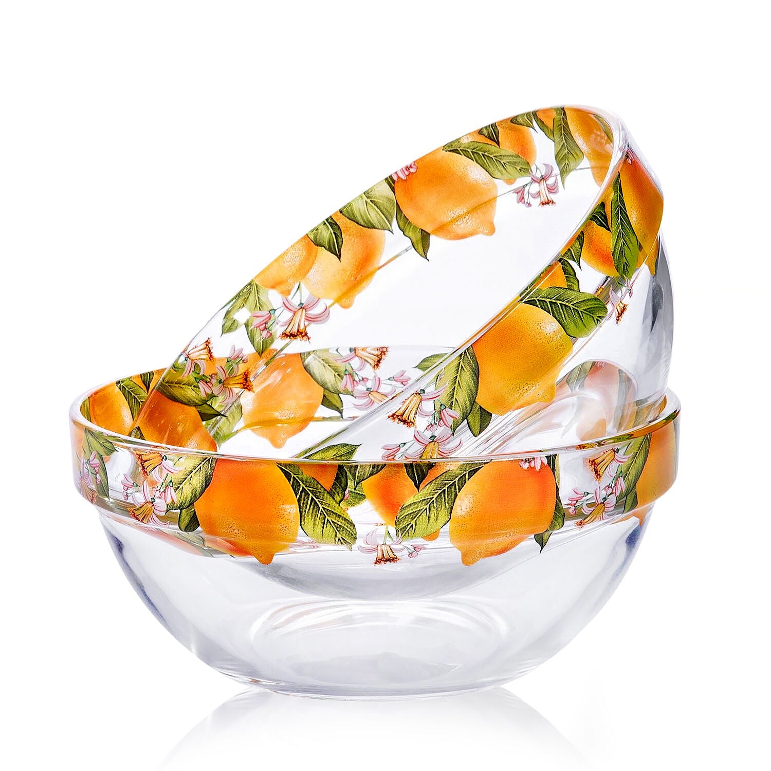 STP GOODS Lemon Glass Salad Bowl Set of 2 pcs 27 fl oz (800 ml) Glass ...