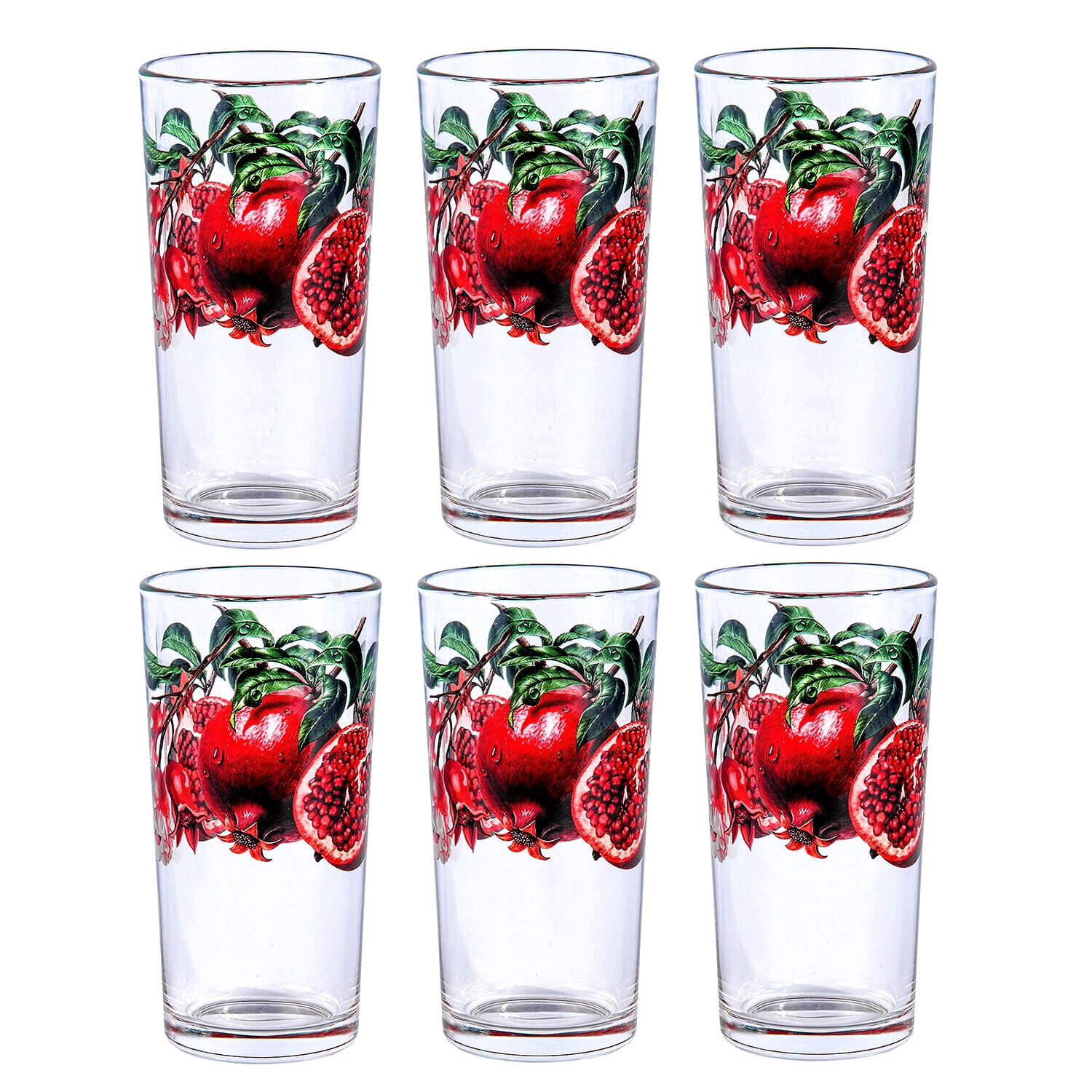STP GOODS Pomegranate Decal Tall Glass Set of 6 pcs 7.8 fl oz (230 ml ...