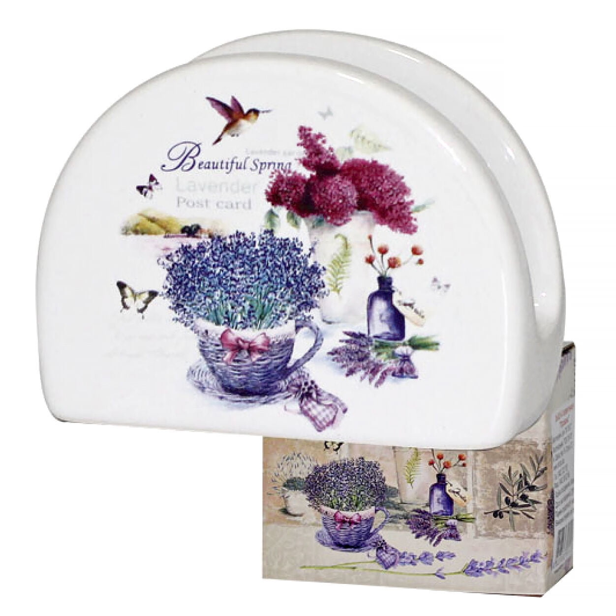 STP GOODS Provence Ceramic Napkin Holder for Kitchen 3.9x 3.1" (10x 8 ...