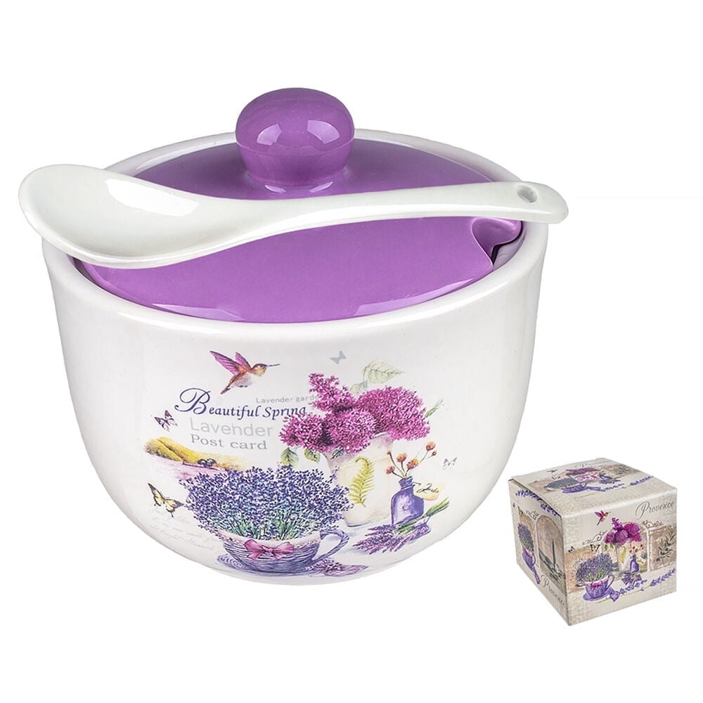 STP GOODS Provence Ceramic Sugar Bowl with Spoon and Lid 15.2 fl oz ...
