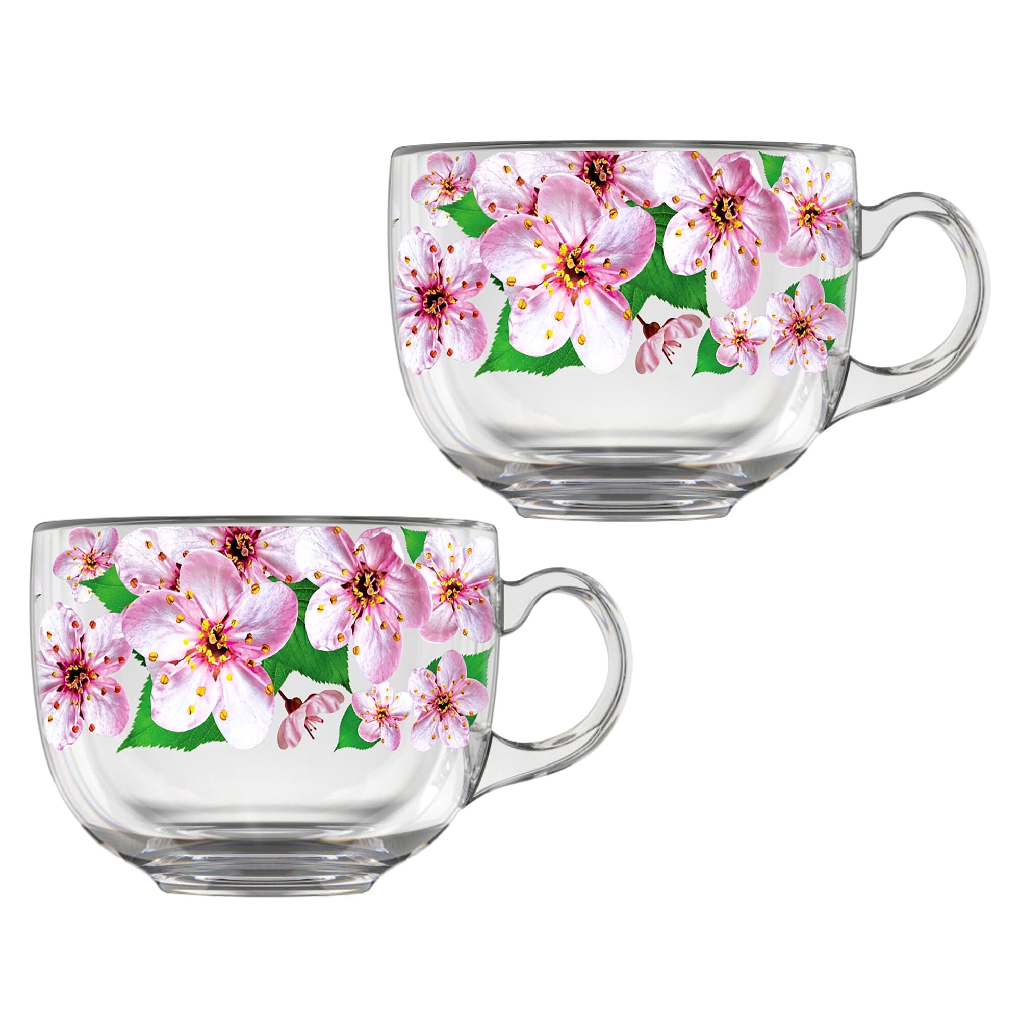 STP GOODS Sakura Glass Mug Set of 2 pcs 15.2 fl oz (450 ml) Tea Mugs ...