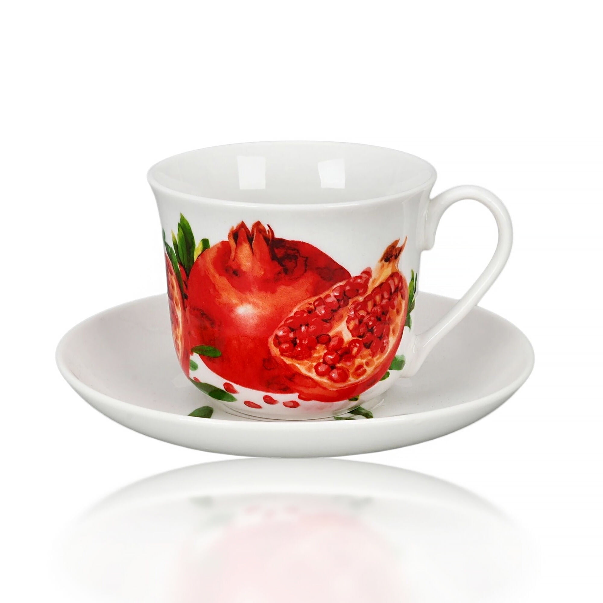 STP GOODS Sweet Pomegranate Porcelain Cup and Saucer Set 13.5 fl oz ...