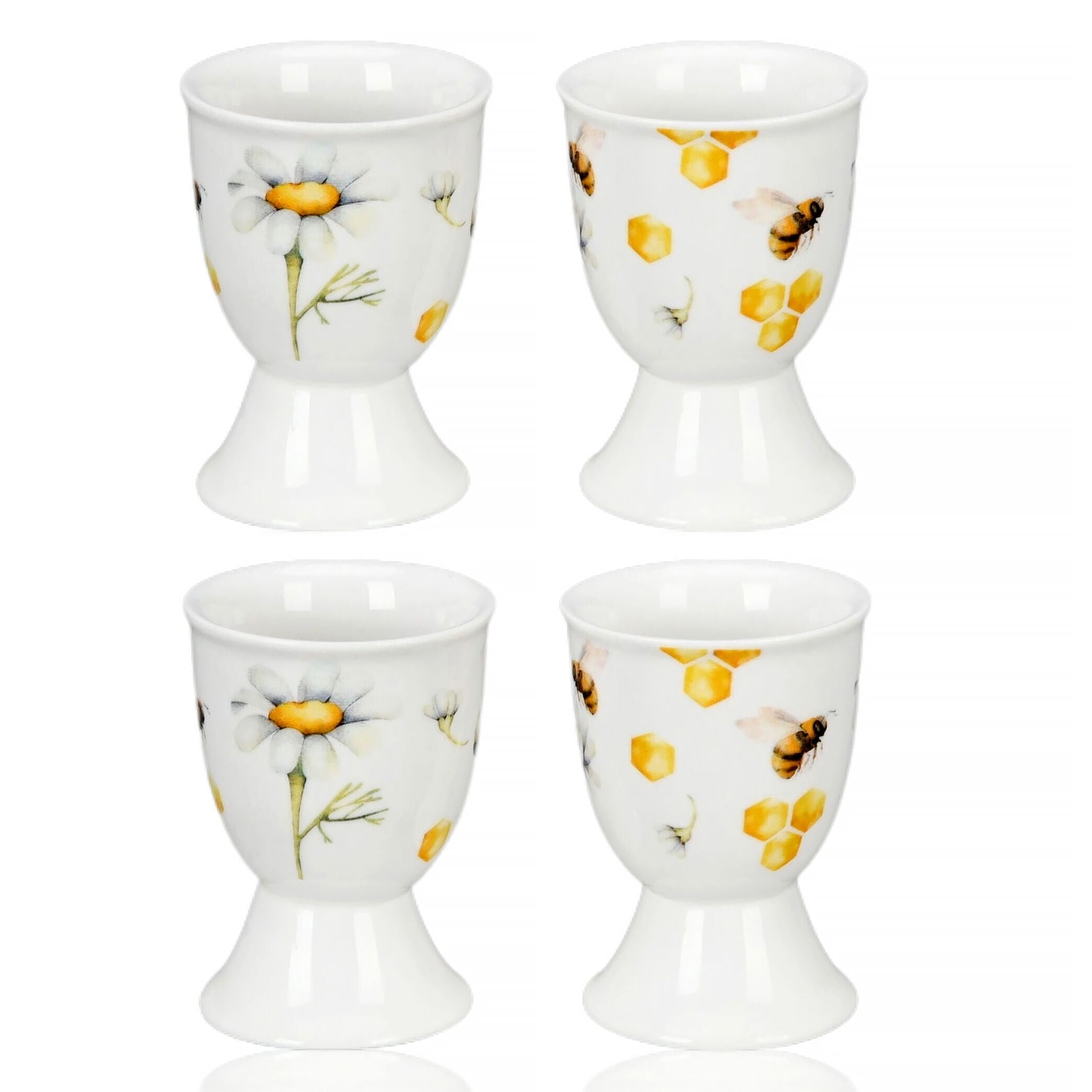 STP GOODS Tea and Honey Porcelain Egg Cup Set of 4 Porcelain Egg ...