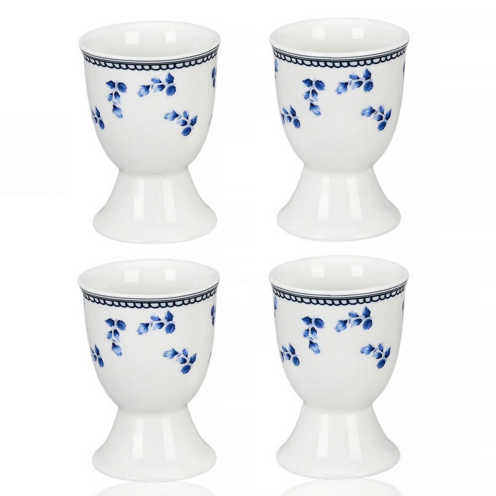 STP GOODS Vintage Indigo Porcelain Egg Cup Set of 4 Porcelain Egg ...