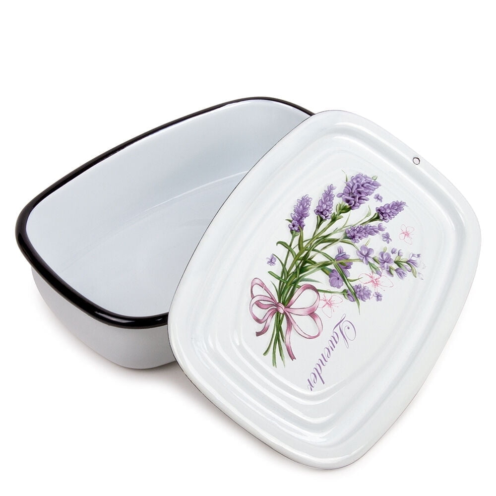 STP Goods 1.1-qt Lavender Bouquet Enamel on Steel Storage Container ...