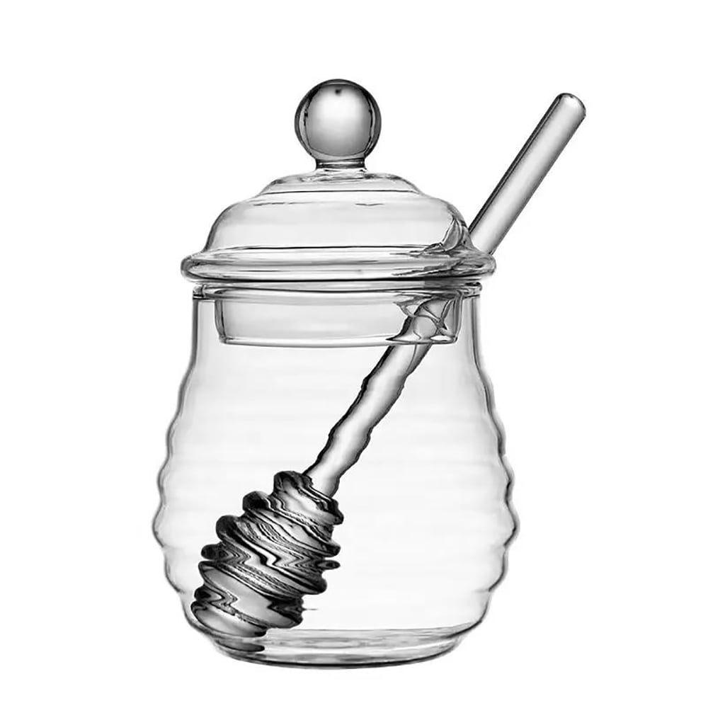STP Goods Borosilicate Glass Honey Jar w/ Glass Dipper - 9.8 fl oz ...
