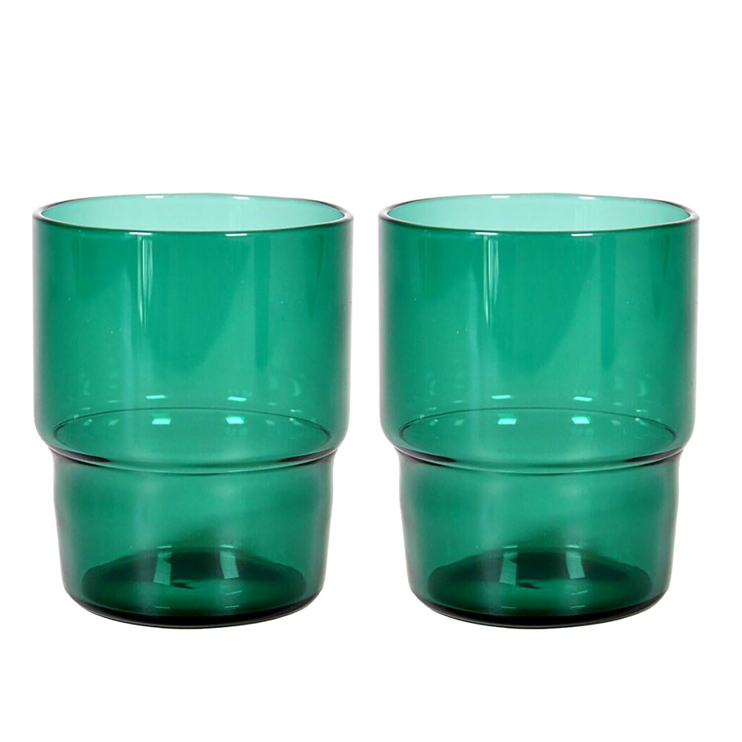 STP Goods Borosilicate Green Glass Stackable Tumbler Set of 2 Set of 2 ...