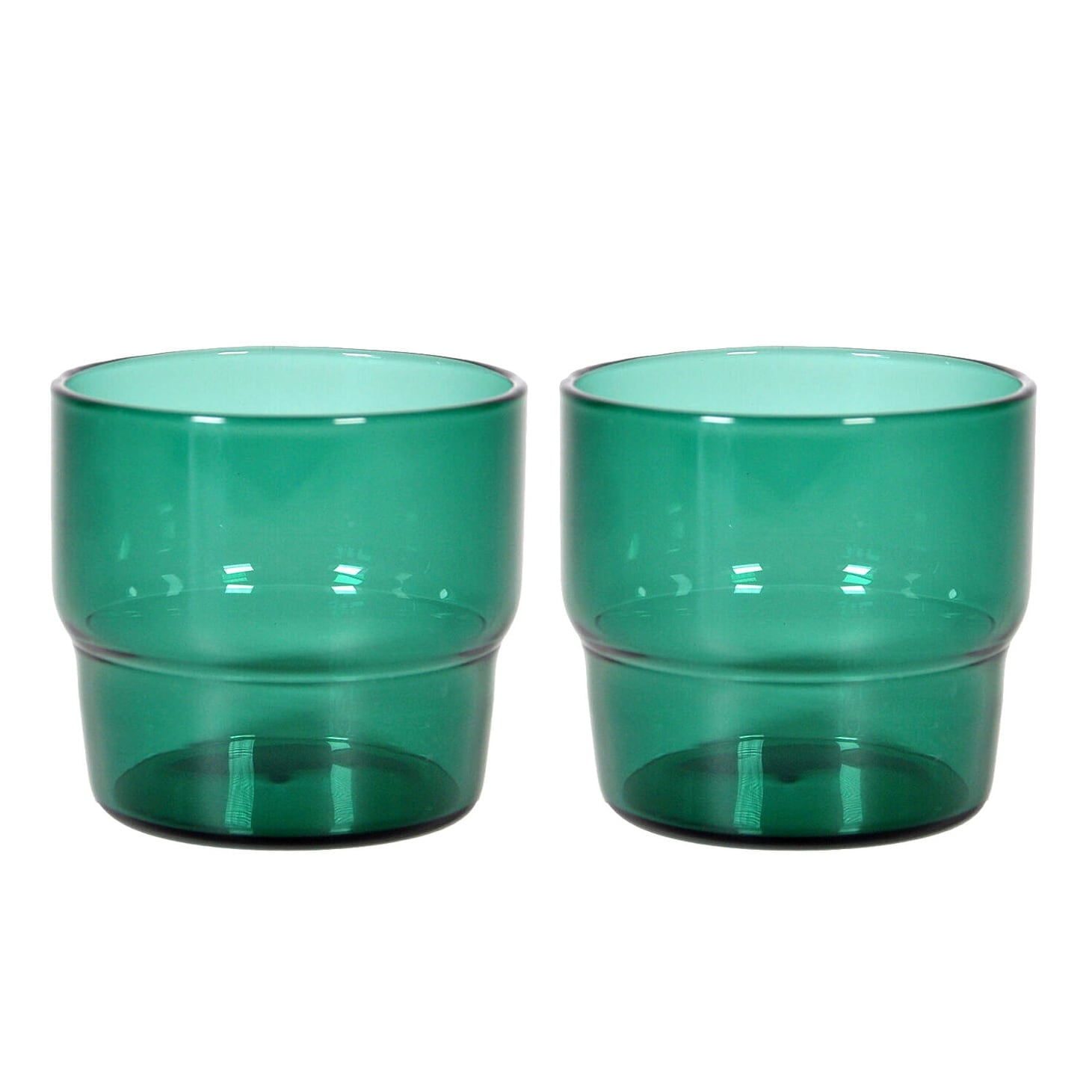 STP Goods Borosilicate Green Glass Stackable Tumbler Set of 2 Set of 2 ...