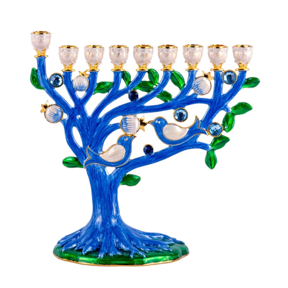 STP Goods Dove and Pomegranate Enamel Menorah with Gold Plating in Gift ...