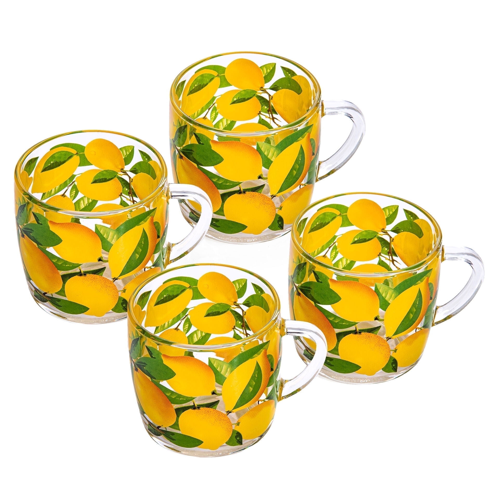 STP GOODS Lemons Glass Mug Set of 4 pcs 10.1 fl oz (300 ml) Tea Mugs ...