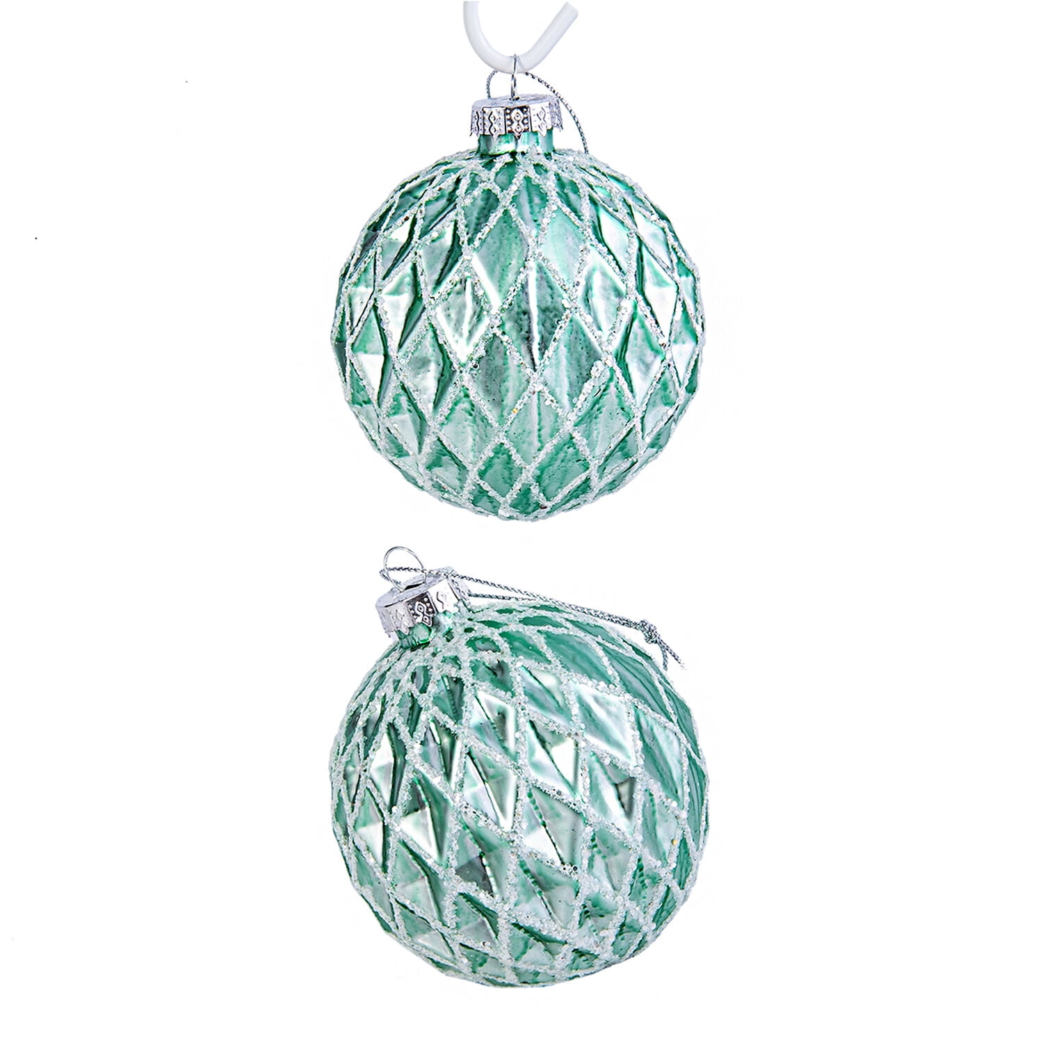 STP Goods Relief Glass Christmas Ball Ornament Set of 2 Pcs 3.15" (8 cm ...