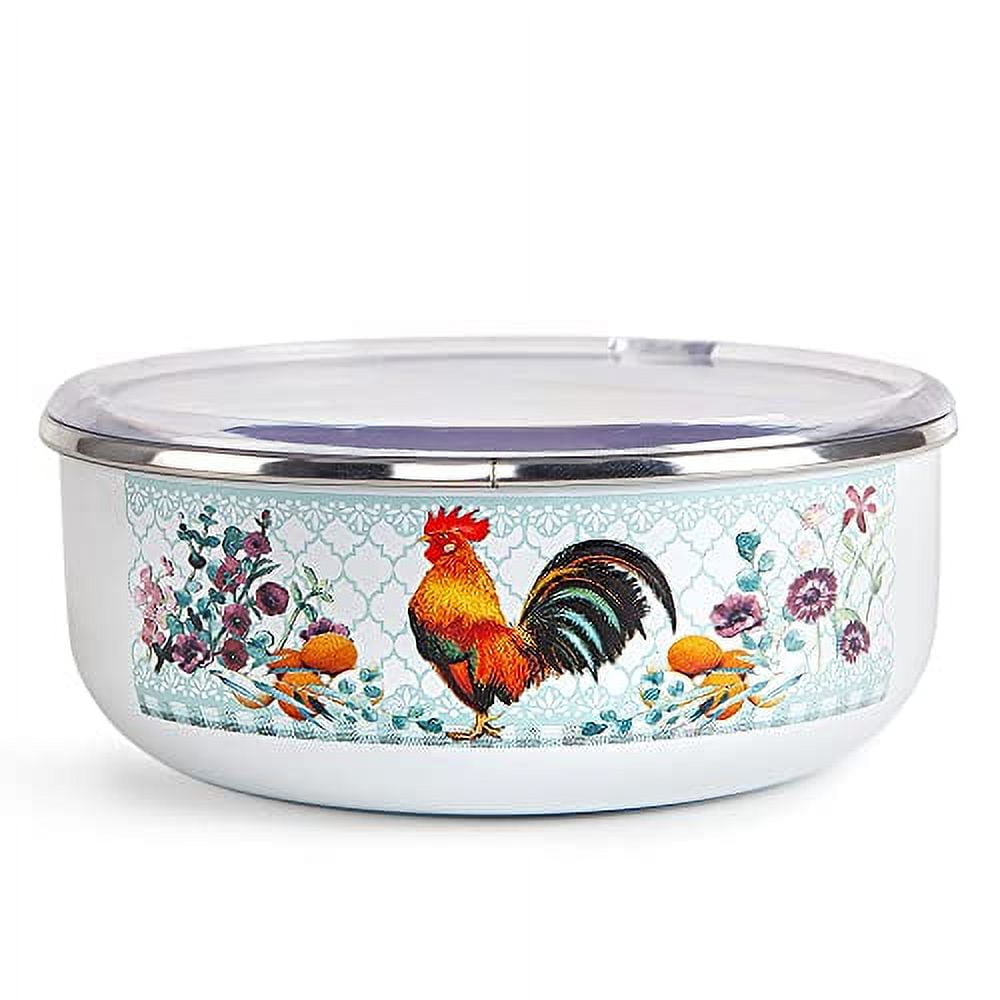 STP Goods Enameled Aluminum Rooster Storage Bowl with Lid, 1.05 Qt ...