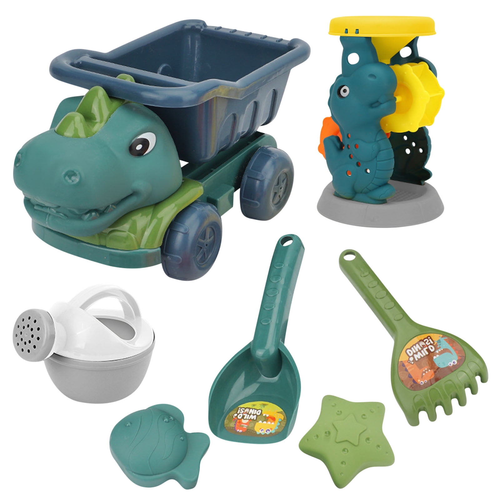 STPToys 7Pcs Summer Beach Sand Toys,Dinosaur Truck with Dump Beach Toys ...