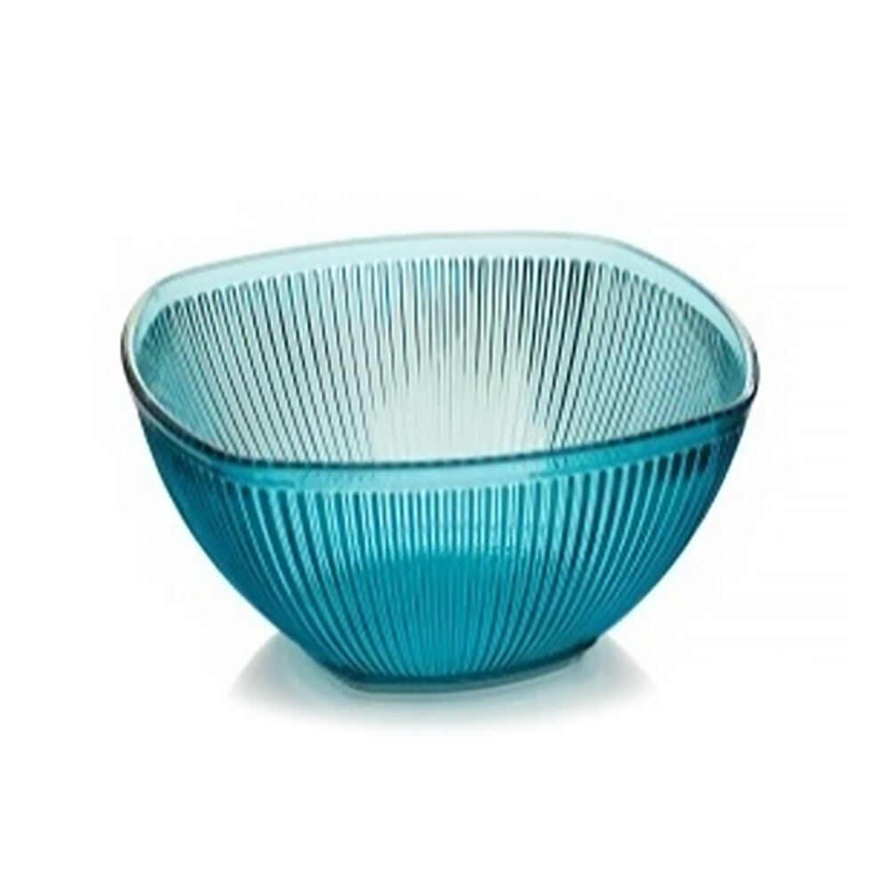 STPgoods Aquamarine Acrylic Serving Bowl 1.7 Qt Ribbed Square Plastic ...
