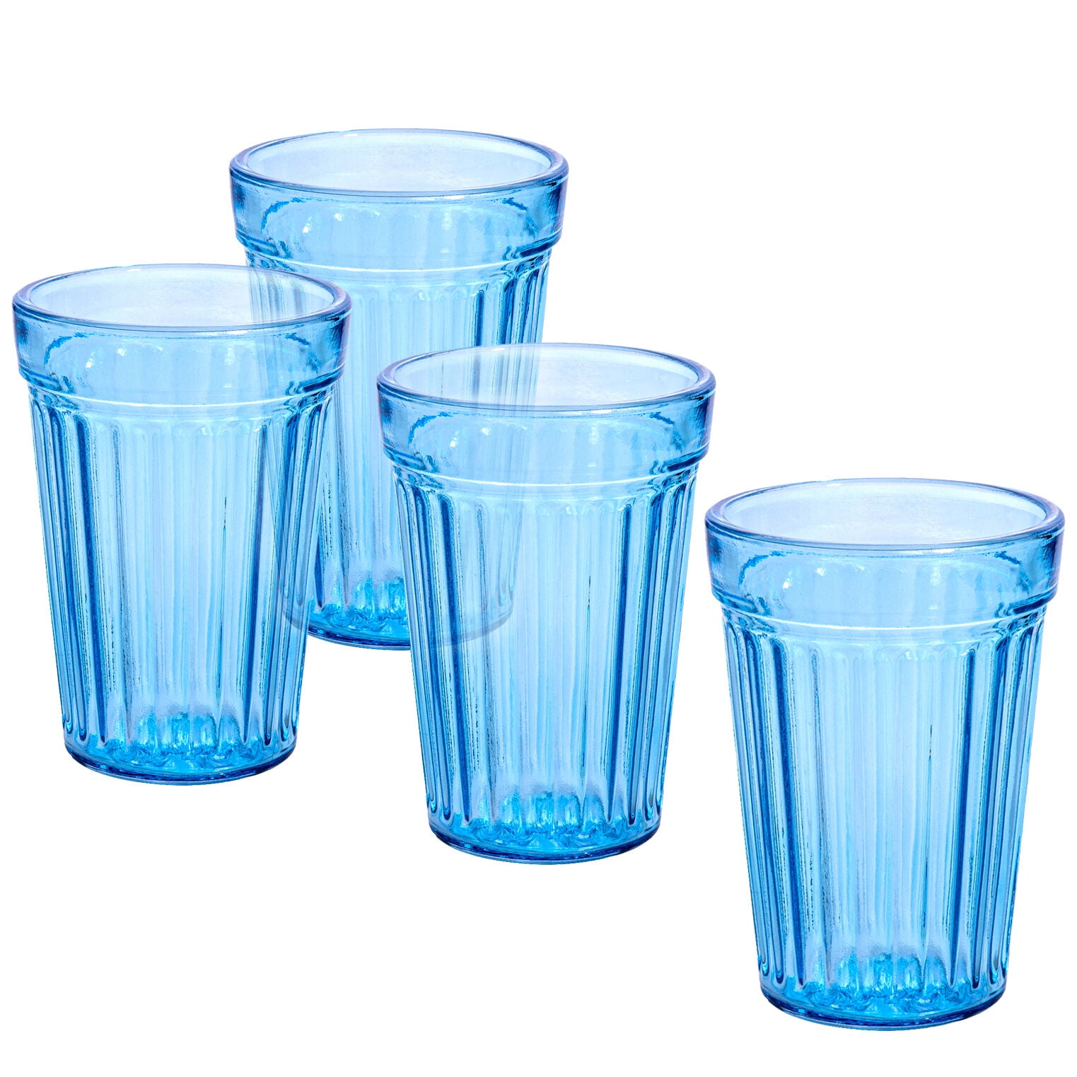 STPgoods Blue Faceted Stackable Drinking Glasses Set 4 Pcs 8.45 fl oz ...