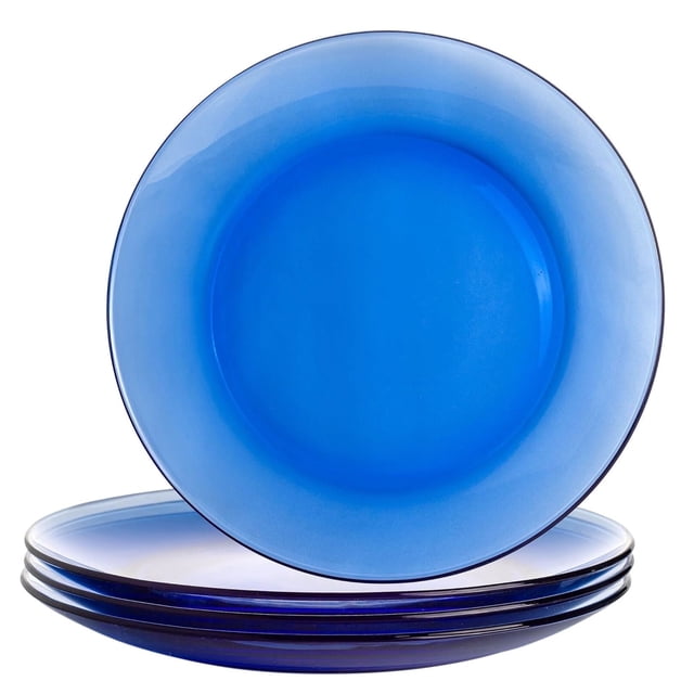 STPgoods Borosilicate Glass Round Dinner Plate Set 4 Pcs 10.63" Glass ...