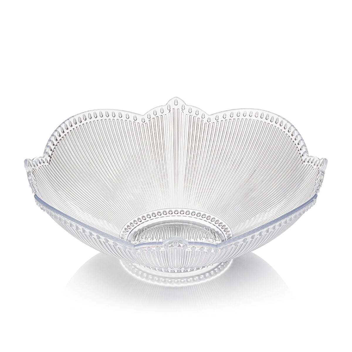 STPgoods Clear Acrylic Fruit Bowl Ribbed Decorative Plastic Serving ...