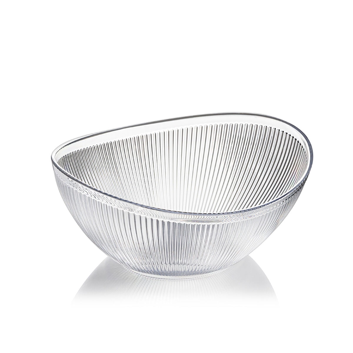 STPgoods Clear Acrylic Serving Bowl 1.7 Qt Ribbed Plastic Fruit and ...
