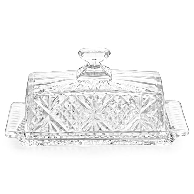 STPgoods Clear Glass Butter Dish with Lid for Countertop Butter Holder ...