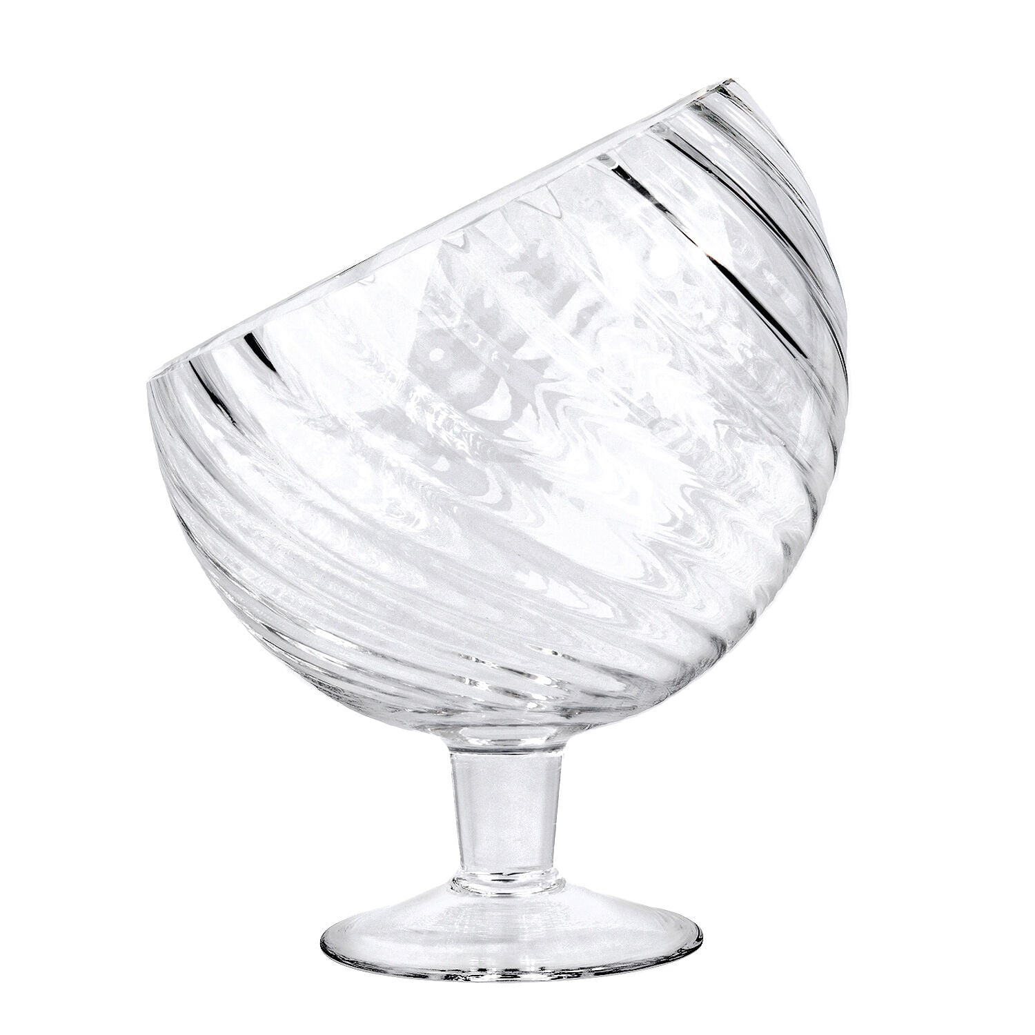STPgoods Clear Slant Cut Glass Footed Serving Bowl Candy and Fruit Bowl ...