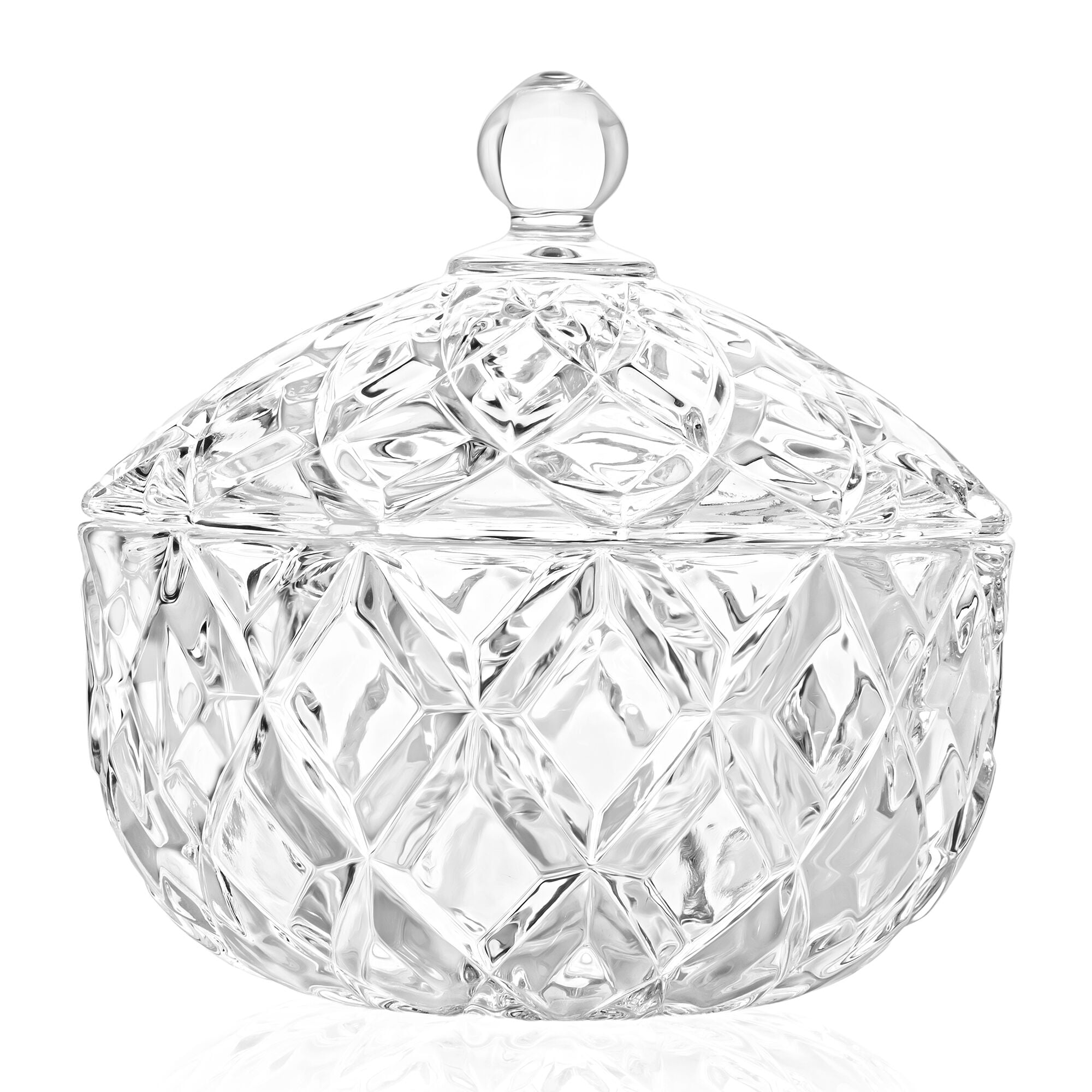 STPgoods Crystal Glass Candy and Sugar Bowl with Lid 7" Clear Glass ...