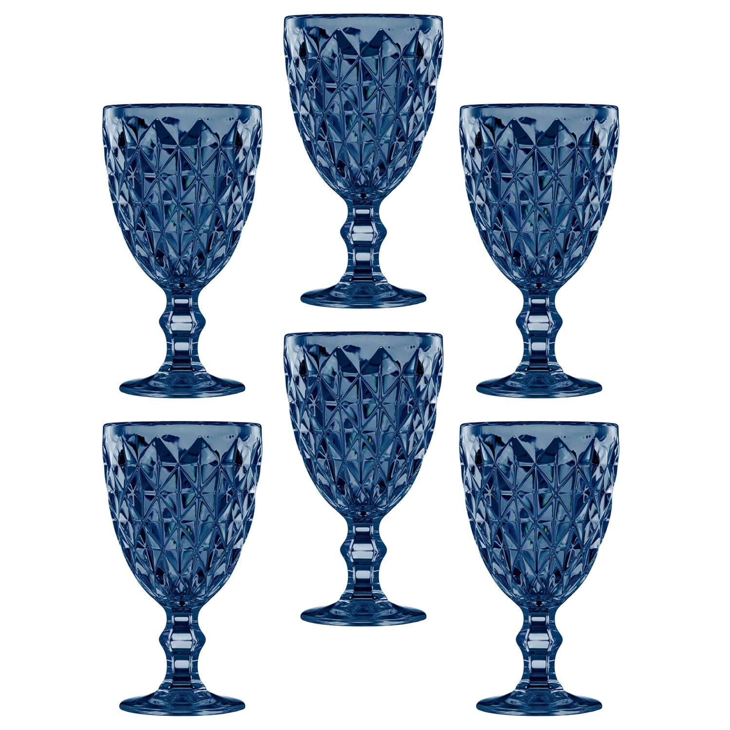 STPgoods Embossed Goblets Set 6 Pcs 11.3 fl oz (335 ml) Wine Glasses ...