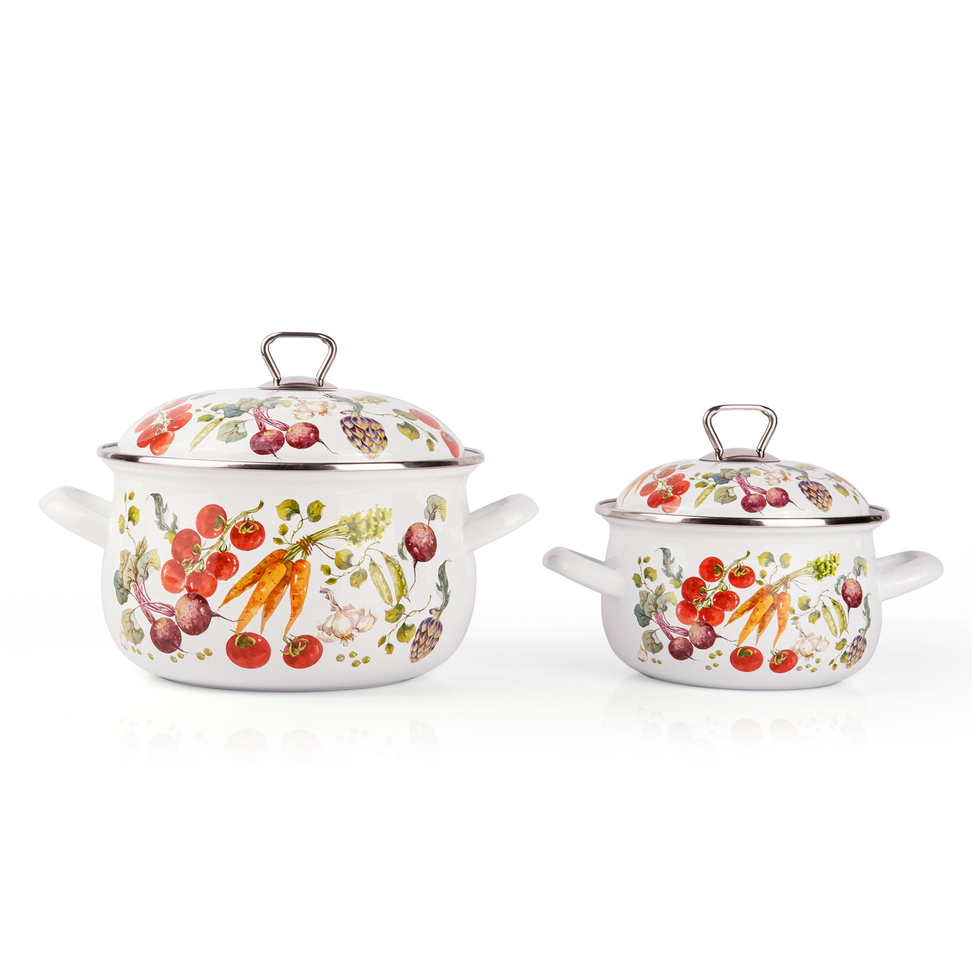 STPgoods Enameled Aluminum Belly Deep Stock Pot with Lid Set of 2 ...