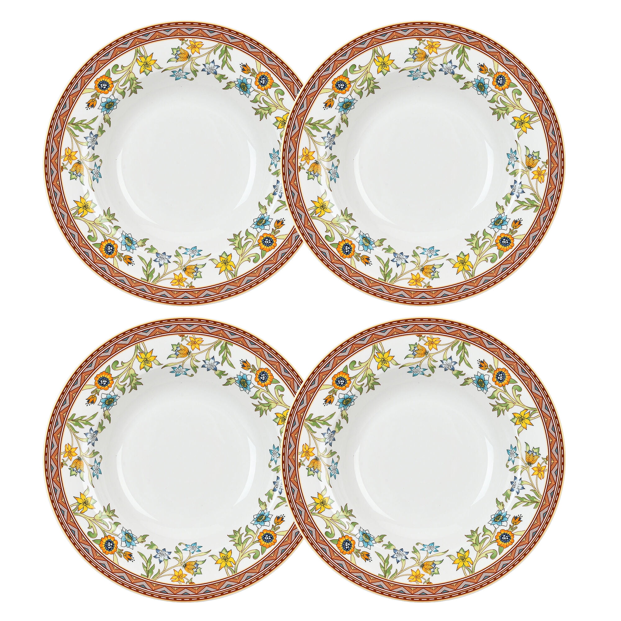 STPgoods Fleurs des Prairies Bone China Deep Plate Set of 4 Bone China ...