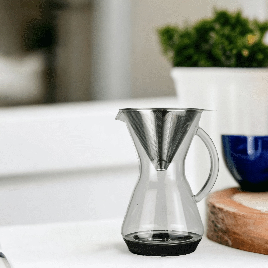 STPgoods Glass Drip Coffee Pot with Stainless Steel Filter and Silicone ...