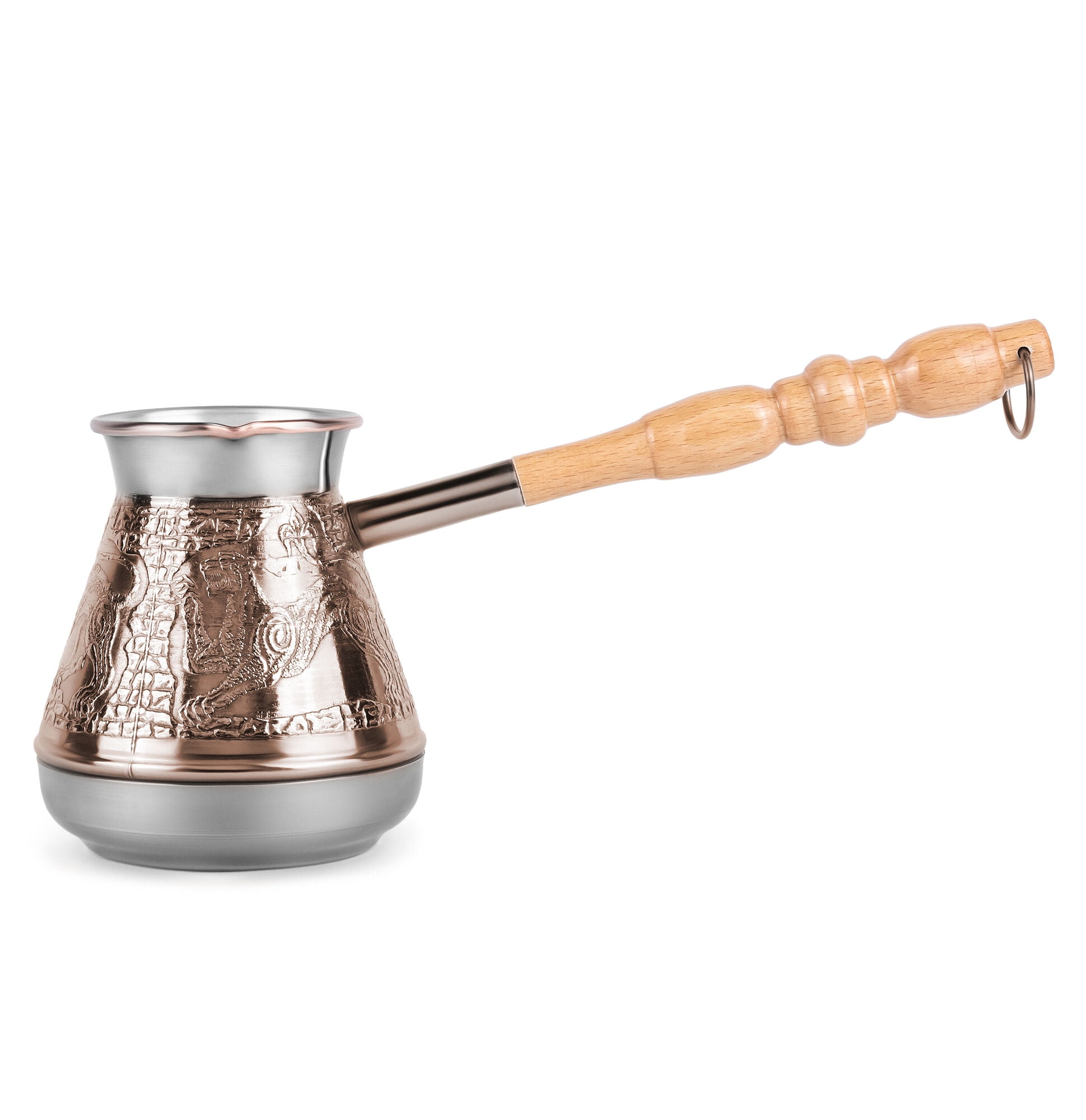 STPgoods Leopard Copper Cezve 14 fl oz Turkish Coffee Pot with Wooden ...