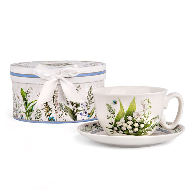 STPgoods Lily of the Valley Bone China Tea Cup and Saucer Set for 1 in ...