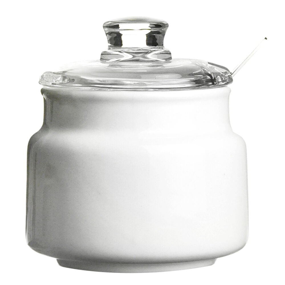 STPgoods Porcelain Storage Jar with Glass Lid and Stainless Steel Spoon ...