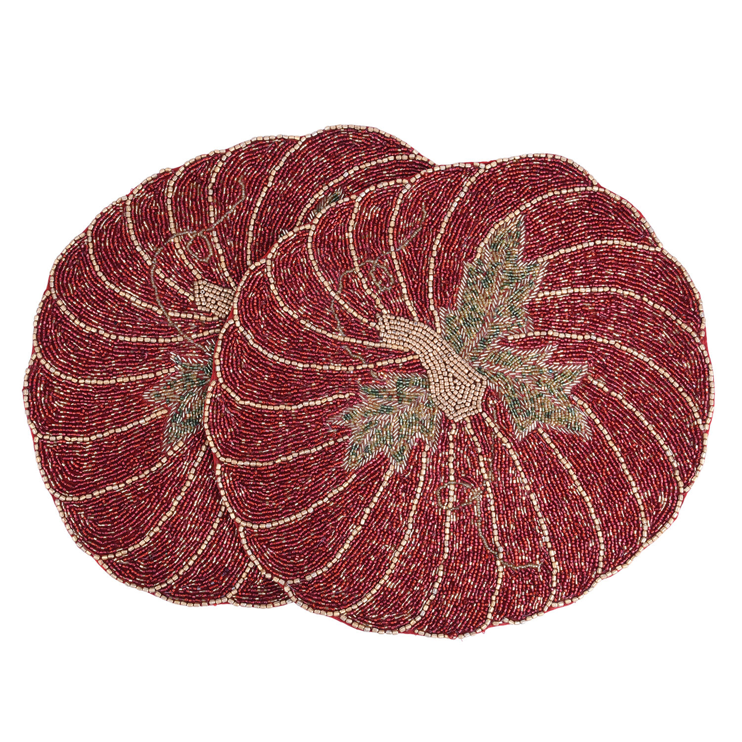 STPgoods Pumpkin Handmade Beaded Placemat Set of 2 Pcs 15x13" (38x33 cm ...