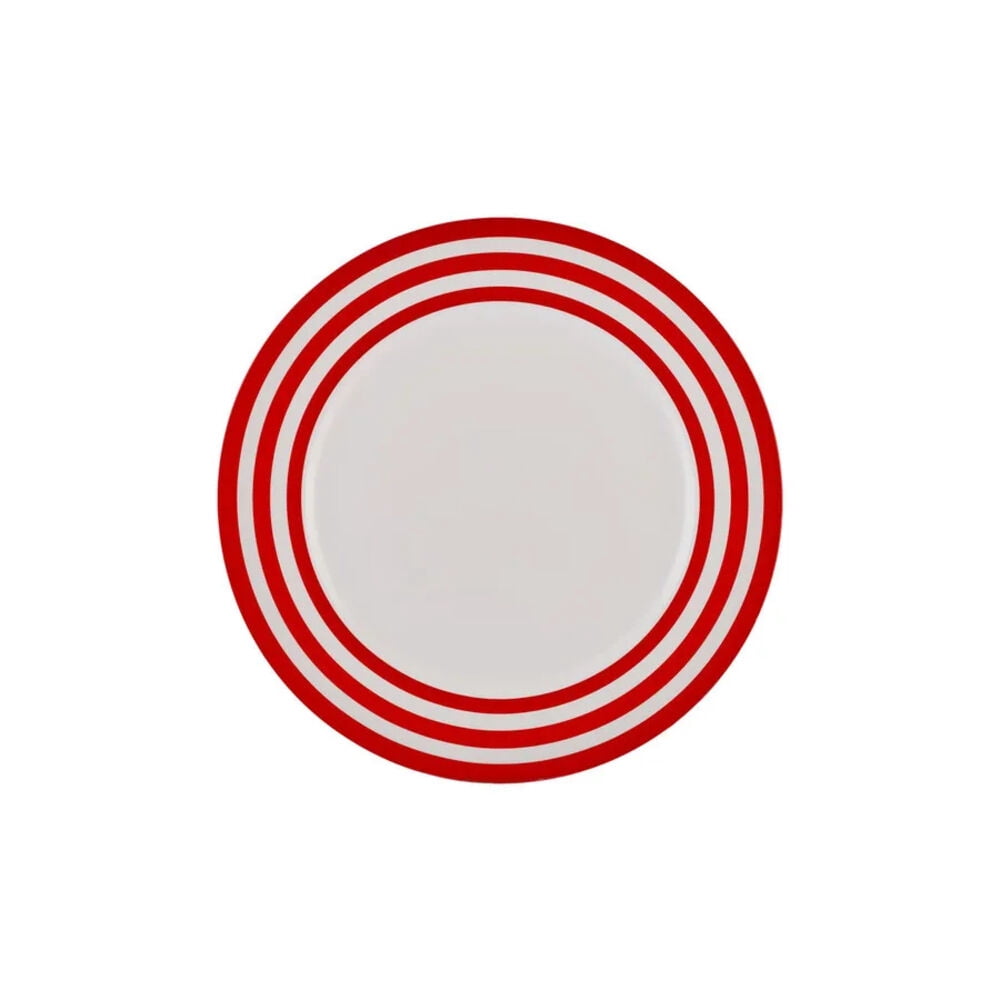 STPgoods Red and White Round Porcelain Dinner Plate 10.6