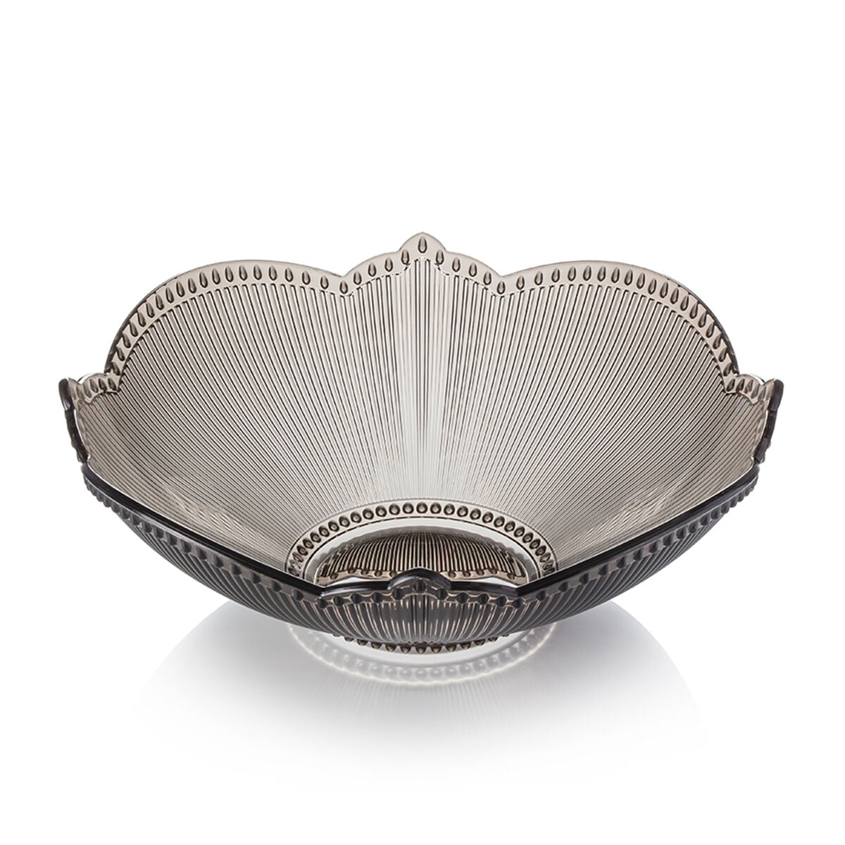 STPgoods Smoked Gray Acrylic Fruit Bowl Ribbed Decorative Plastic ...